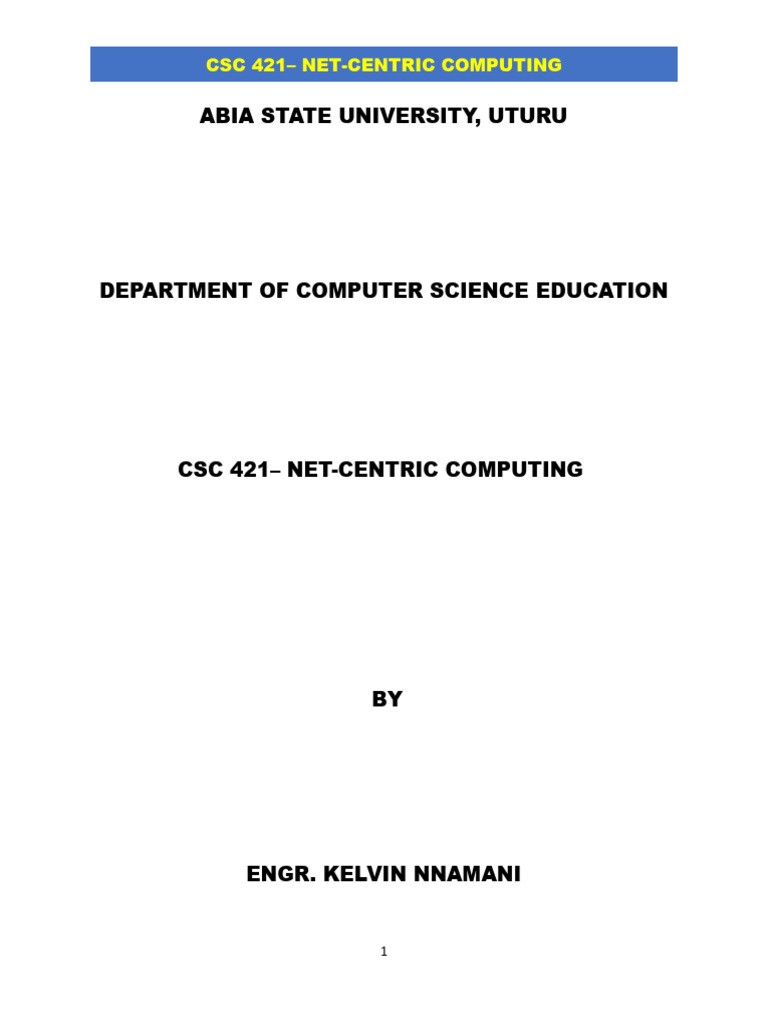 Net-Centric Computing-Csc 421 - T | PDF | Osi Model | Internet Protocol Suite