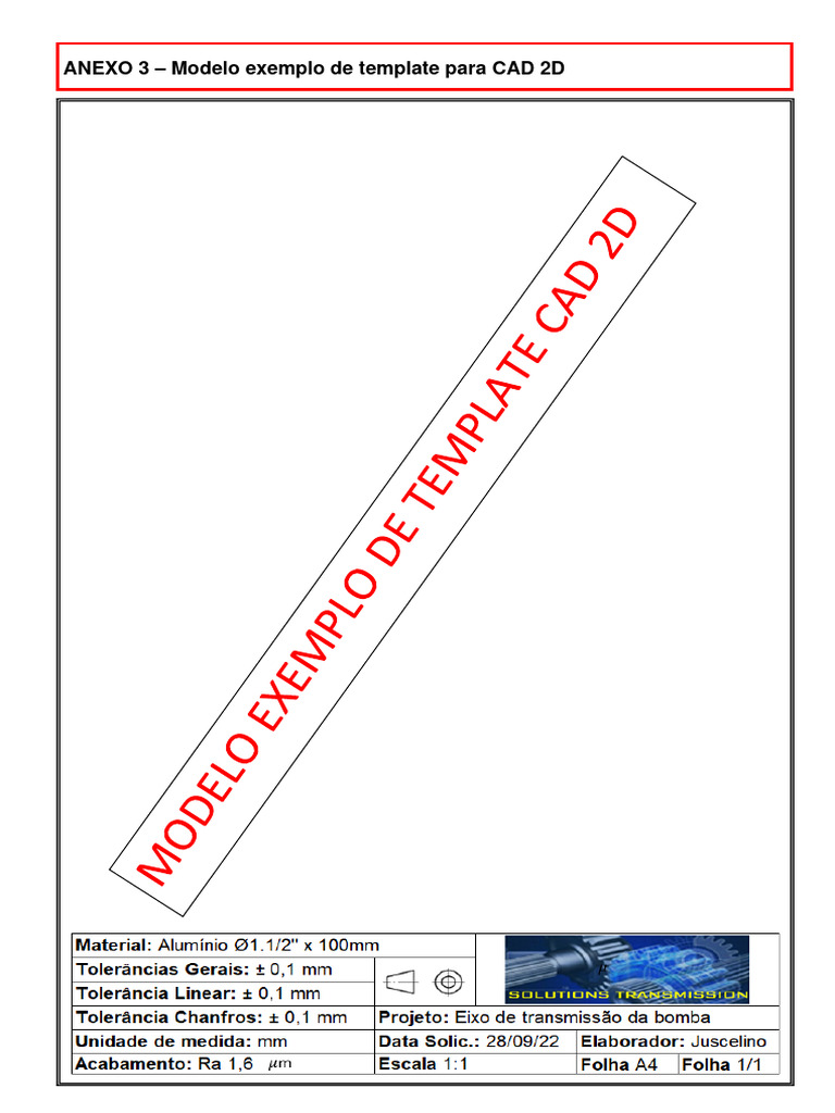 Anexo 3 Modelo Exemplo De Template Para Cad 2d Pdf