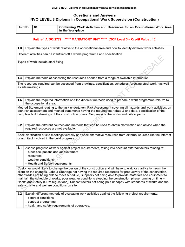 2019 Portfolio NVQ Level 3 Completed | PDF | Occupational Safety And ...
