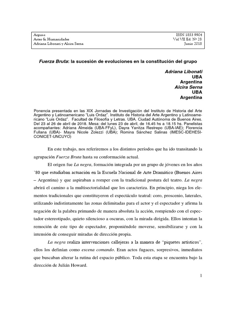 1347-1 Libonati-Serna Fuerza Bruta: La Sucesión de Evoluciones en La ...