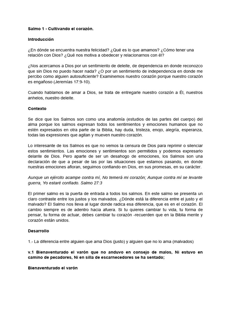 Bosquejo Salmo 1 | PDF | Pecado | Amor