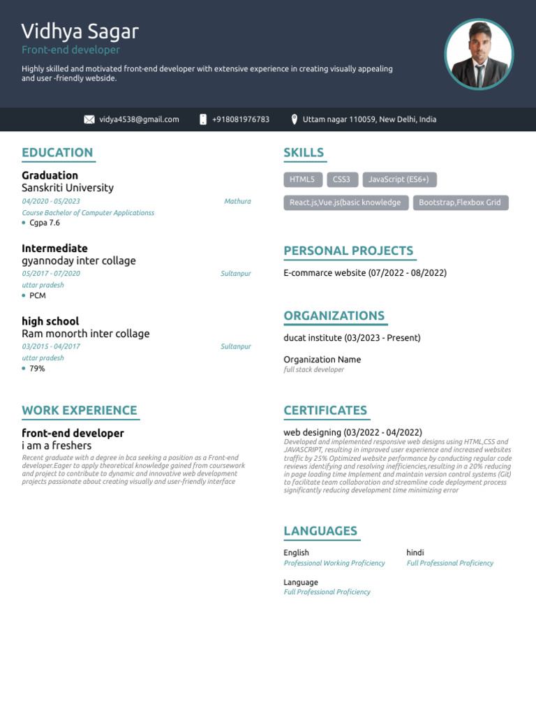 Front End Developer | PDF | Web Design | World Wide Web