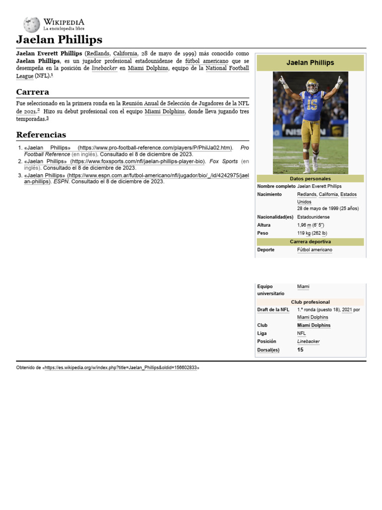 Jaelan Phillips | PDF | Liga Nacional de Fútbol | Ligas deportivas