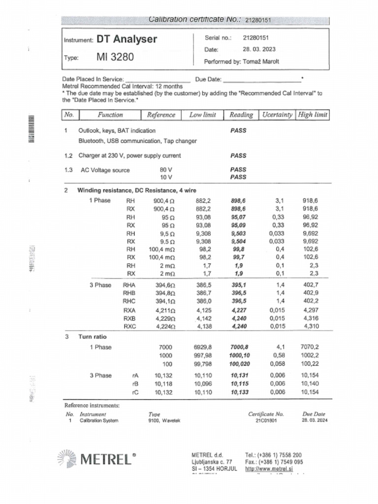 (Doc.) Metrel TTR | PDF