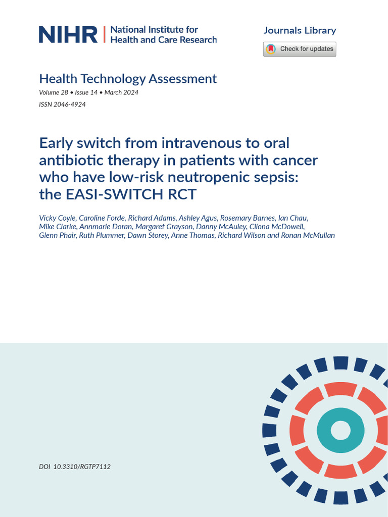 Early Switch From Intravenous To Oral Antibiotic Therapy in Patients ...