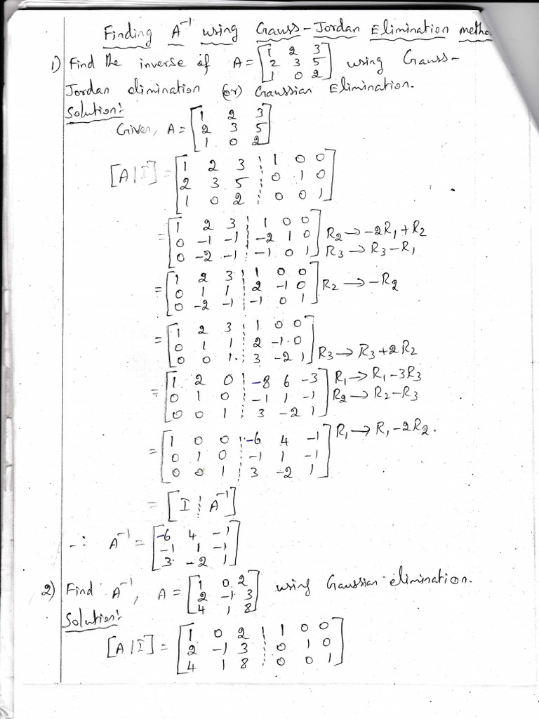 2-Gauss Jordan Method For Finding Inverse of A Matrix-27-07-2023 | PDF