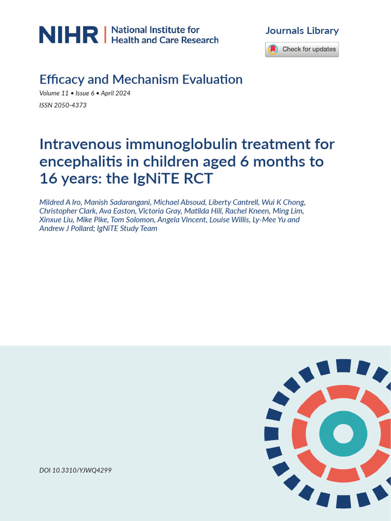 Intravenous Immunoglobulin Treatment For Encephalitis in Children Aged ...