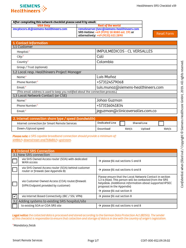 Healthineers SRS Checklist V19versalles | PDF | Port (Computer ...