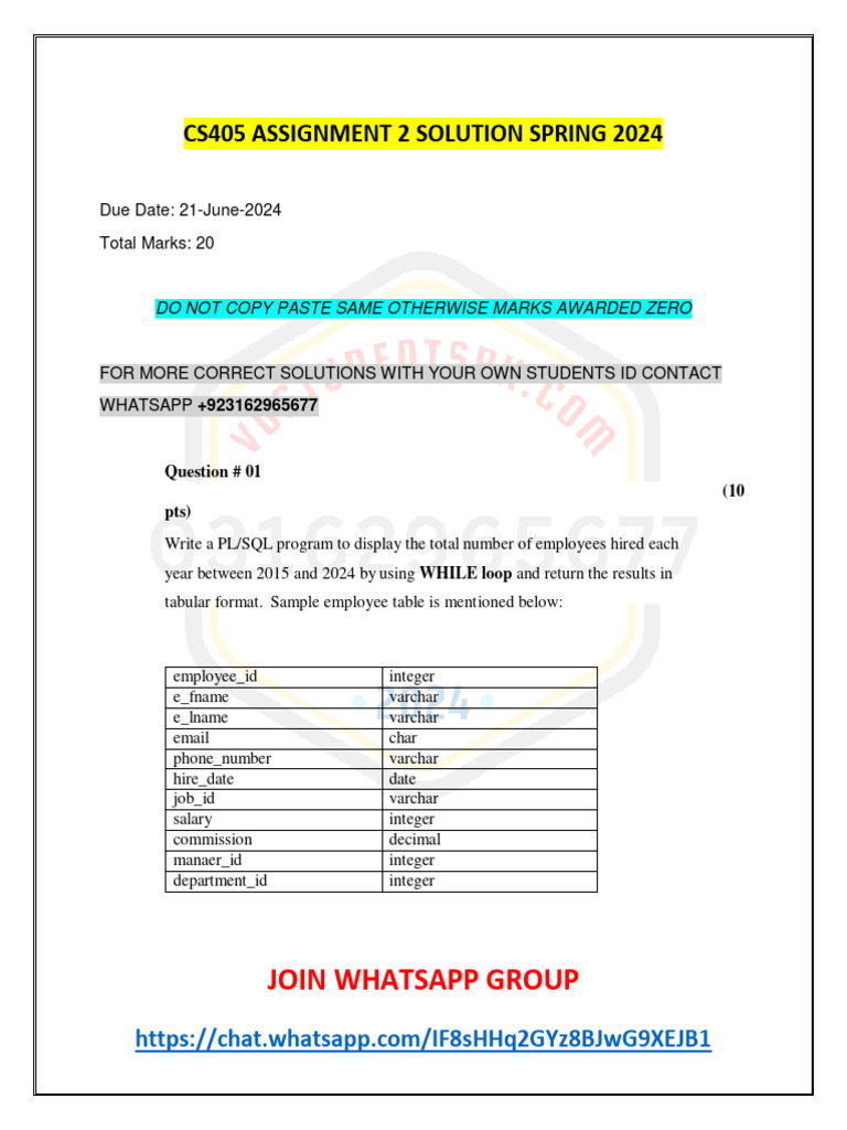 CS405 Assignment 2 Solution Spring 2024 | PDF | Data Management | Computing
