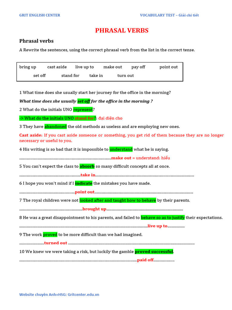 Vocabulary Revision - Keys | PDF | Adjective | Phrase