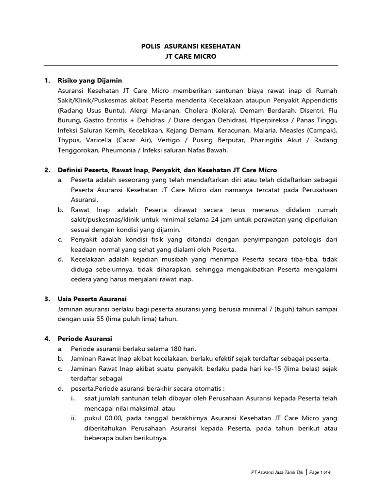 Klausula JT Care Micro | PDF