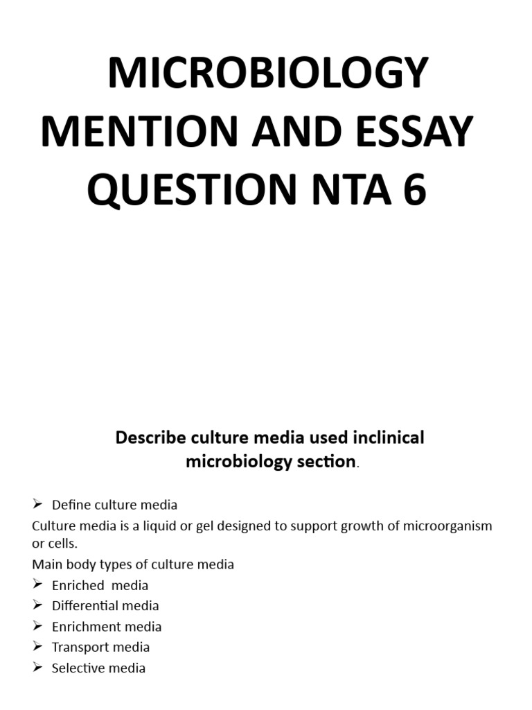 Microbiology Mention and Essay Question Nta 6 | PDF | Growth Medium | Virus