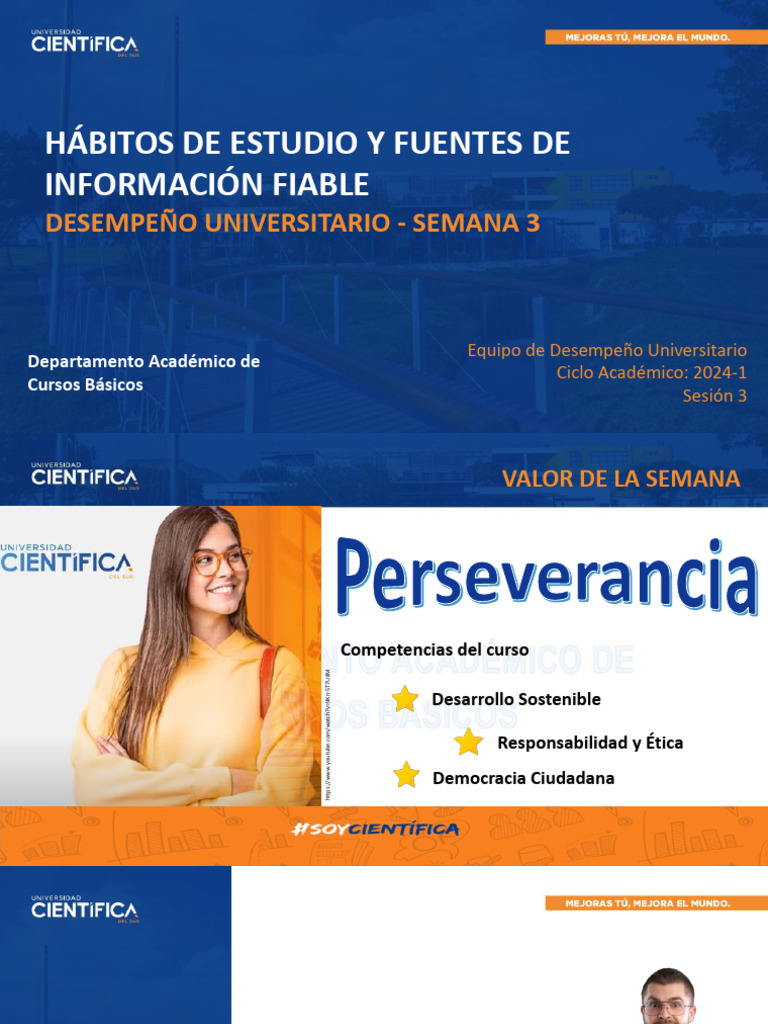 Desempeño Universitario - Sem 03 - Sesión 03 - 2024 - 1 | PDF | Comprensión lectora | Cognición