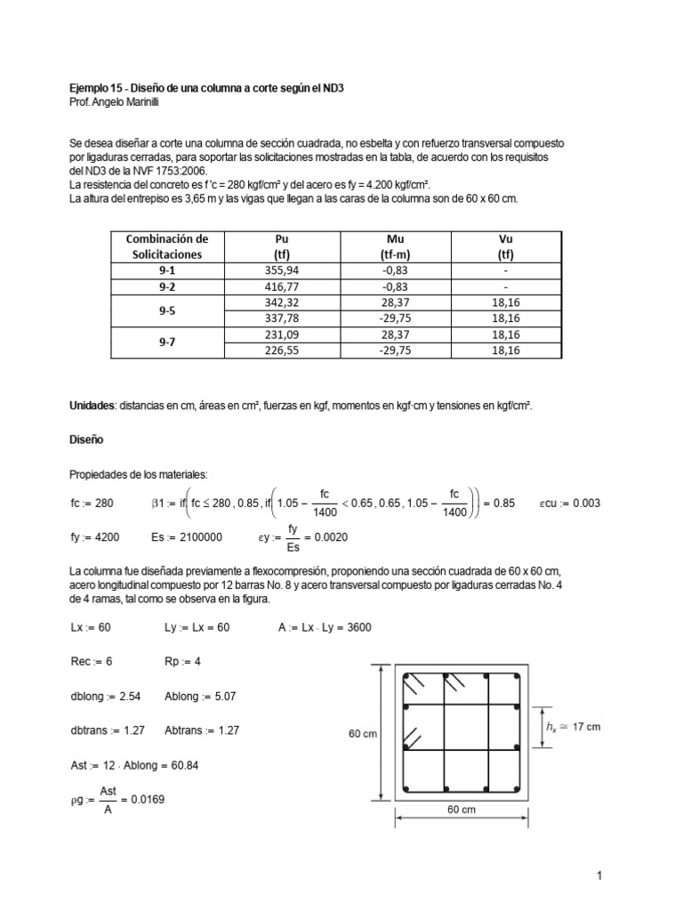 Ejemplo 15 - Diseño Corte Columna ND3 (v1.3) | PDF | Viga (Estructura ...