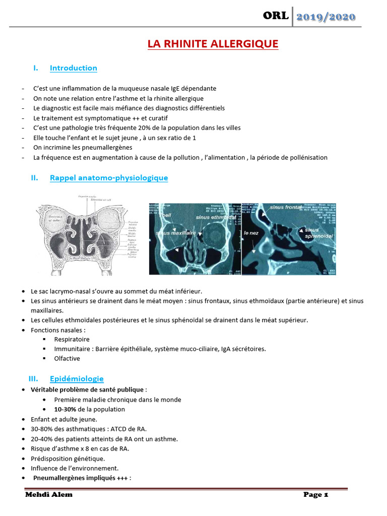 1 - Rhinite Allergique | PDF | Asthme | Allergie