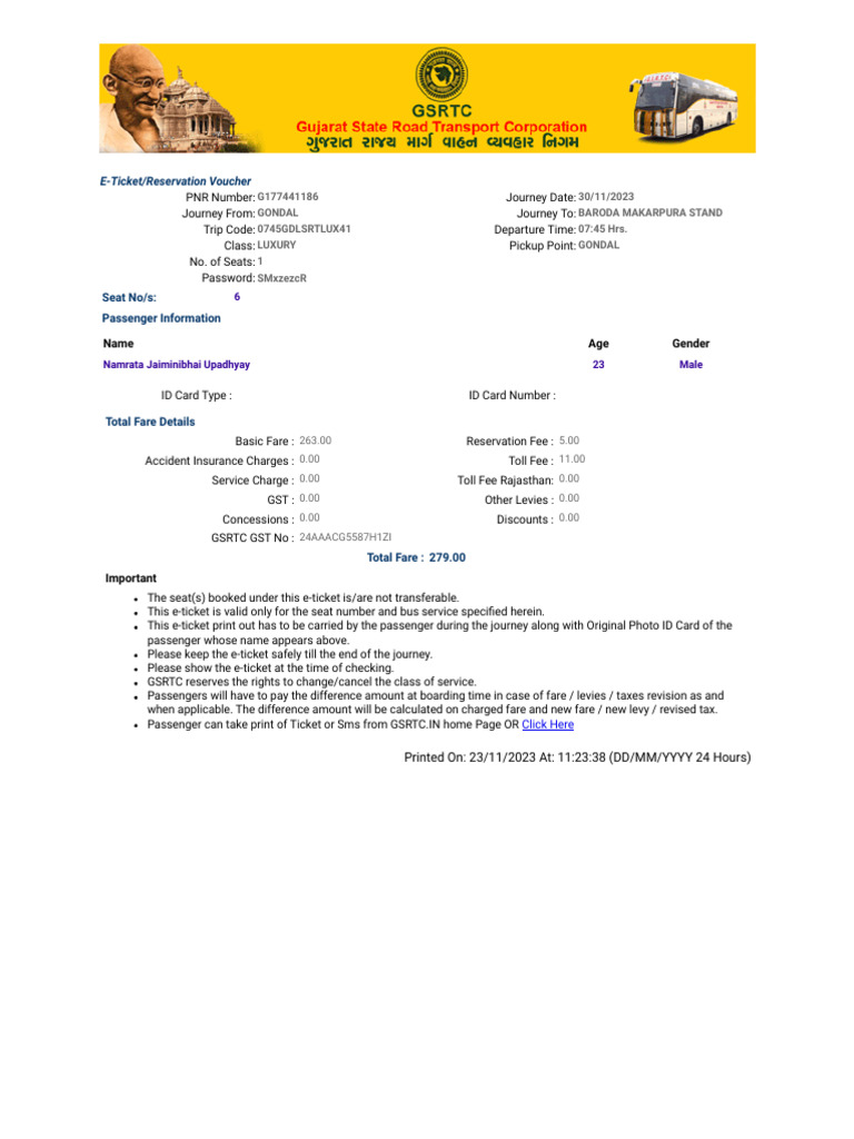 GDL BRD Ticket | PDF | Fare | Transport