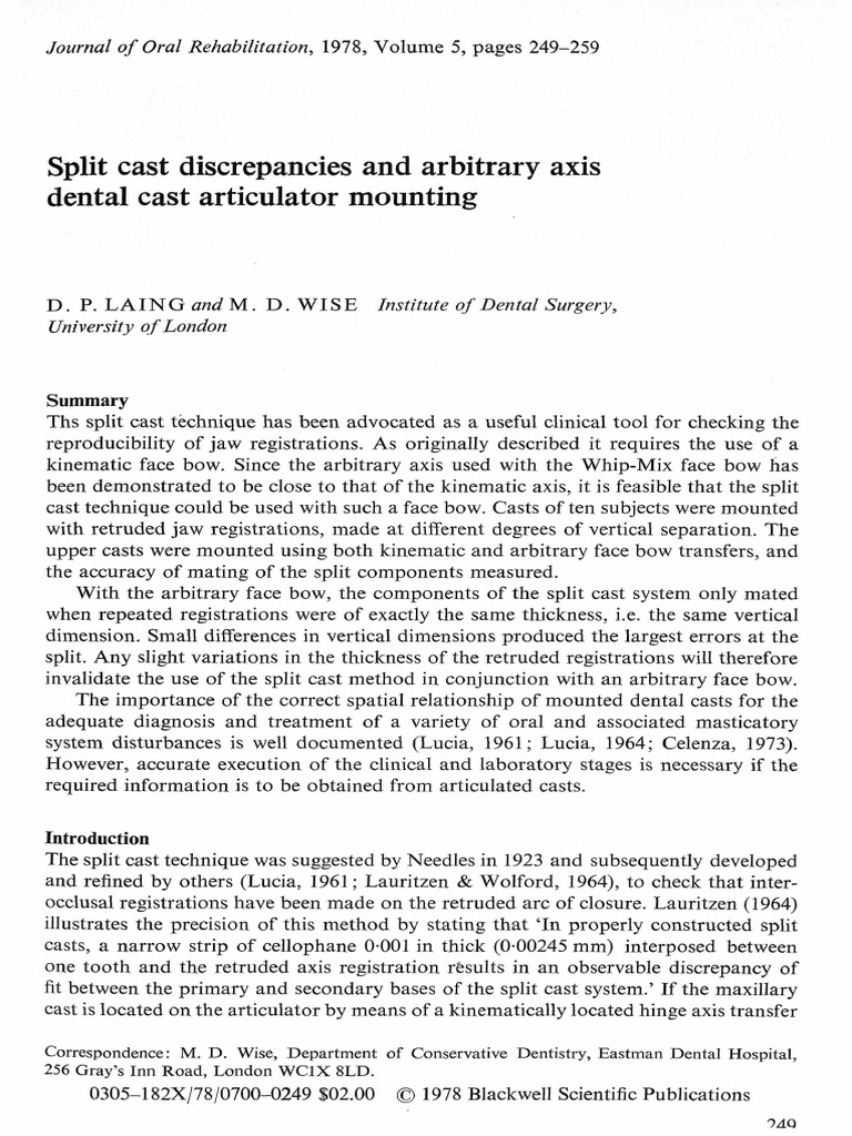 split cast technique | Download Free PDF | Mouth | Tooth