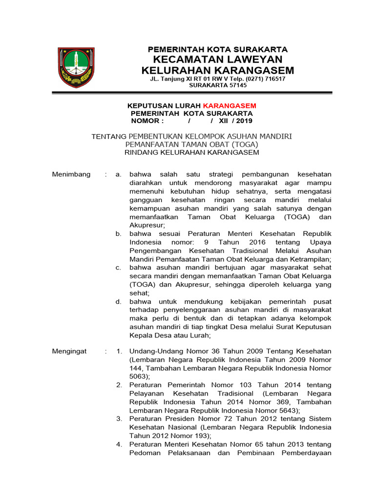 Contoh SK Asman Toga | PDF