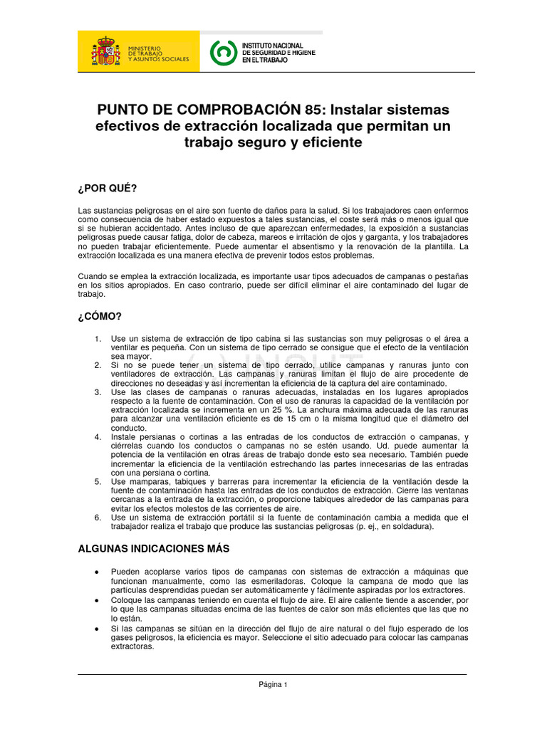 Extracción Localizada para Seguridad Laboral | PDF | Ventilación ...