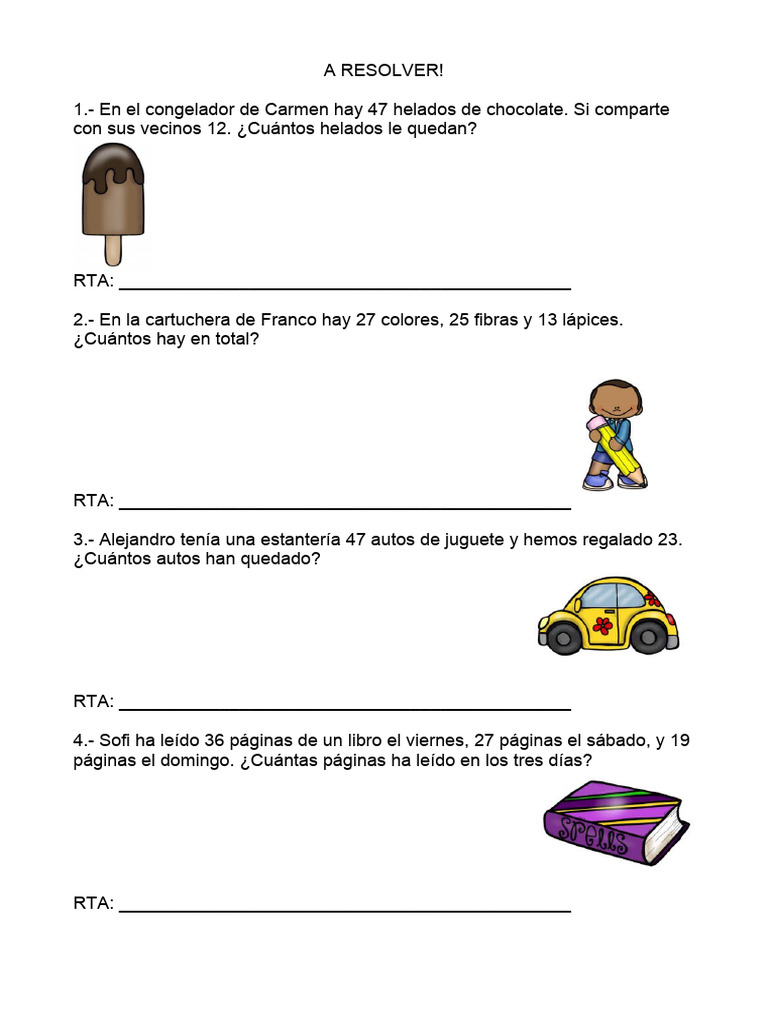 Problemas Matemáticos Resueltos para Niños | PDF | Cocina, comidas y vino