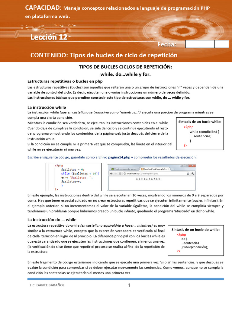 Leccion 12 - Tipos de Bucles de Ciclo de Repetición | PDF | Programación de computadoras ...