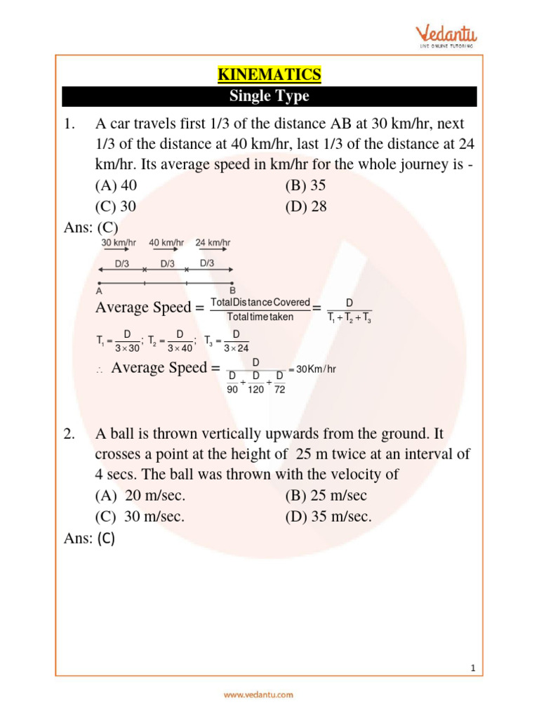 JEE Advanced Kinematics Important Questions | PDF | Acceleration | Velocity