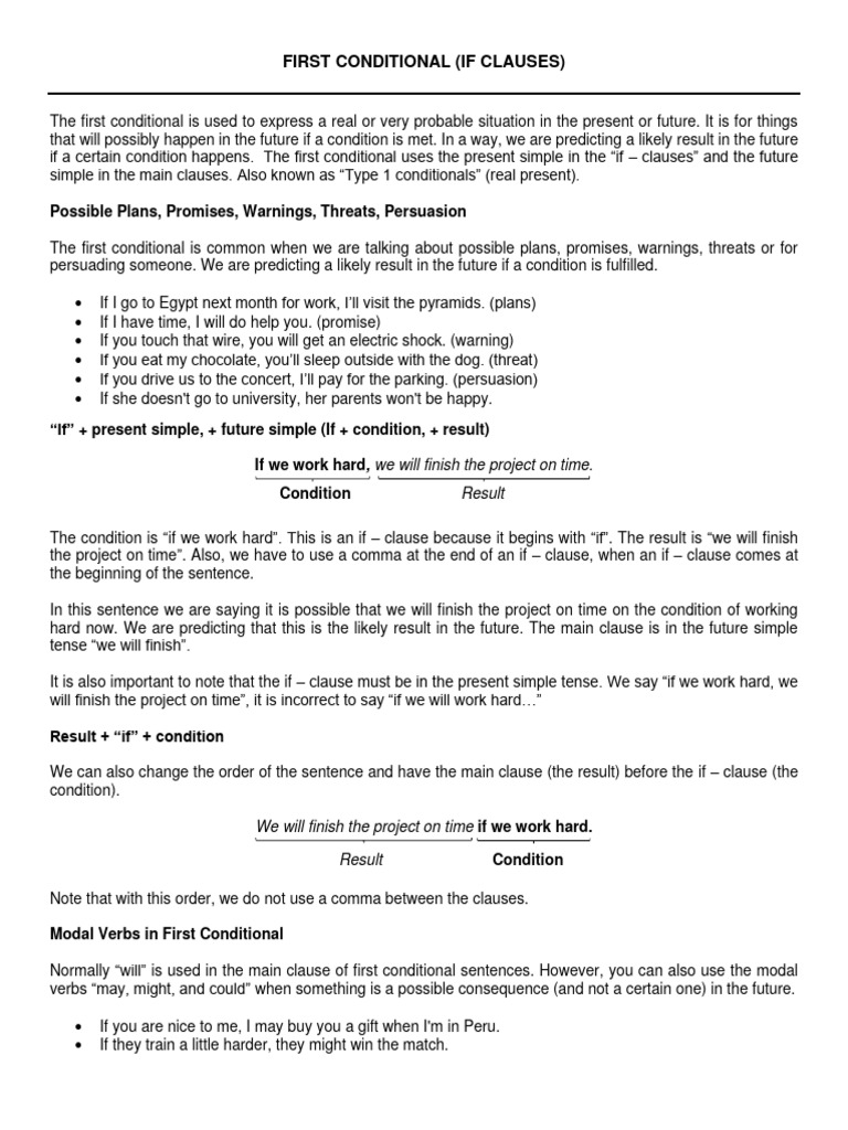 First Conditional (If Clauses) | PDF | Languages | Foreign Language Studies