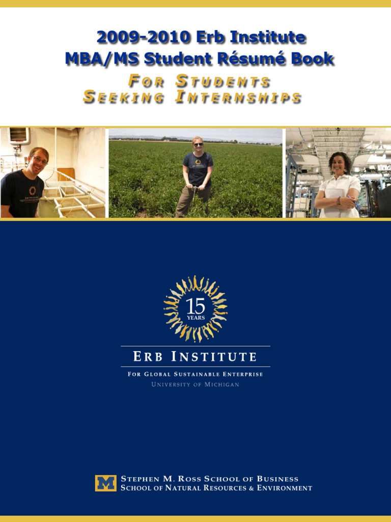 University Michigan Mba Resume Book | PDF | Résumé | Life Cycle Assessment