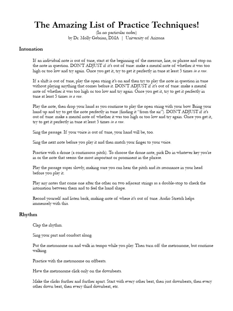 Amazing Practice Techniques | PDF | Tempo | String Instruments