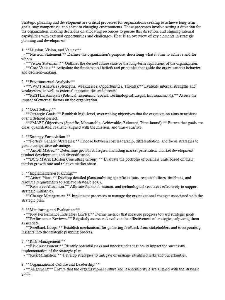 Strategic Planning Essentials Guide | PDF | Strategic Planning | Goal