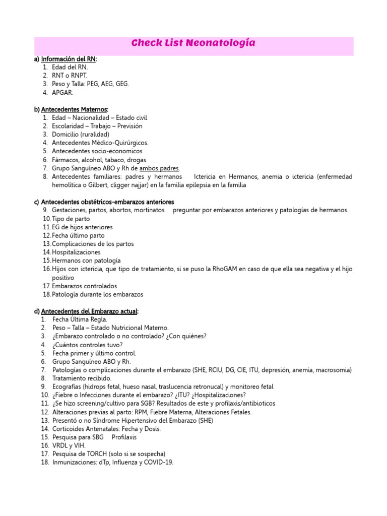 Checklist 230703 200312 | PDF | Parto | El embarazo
