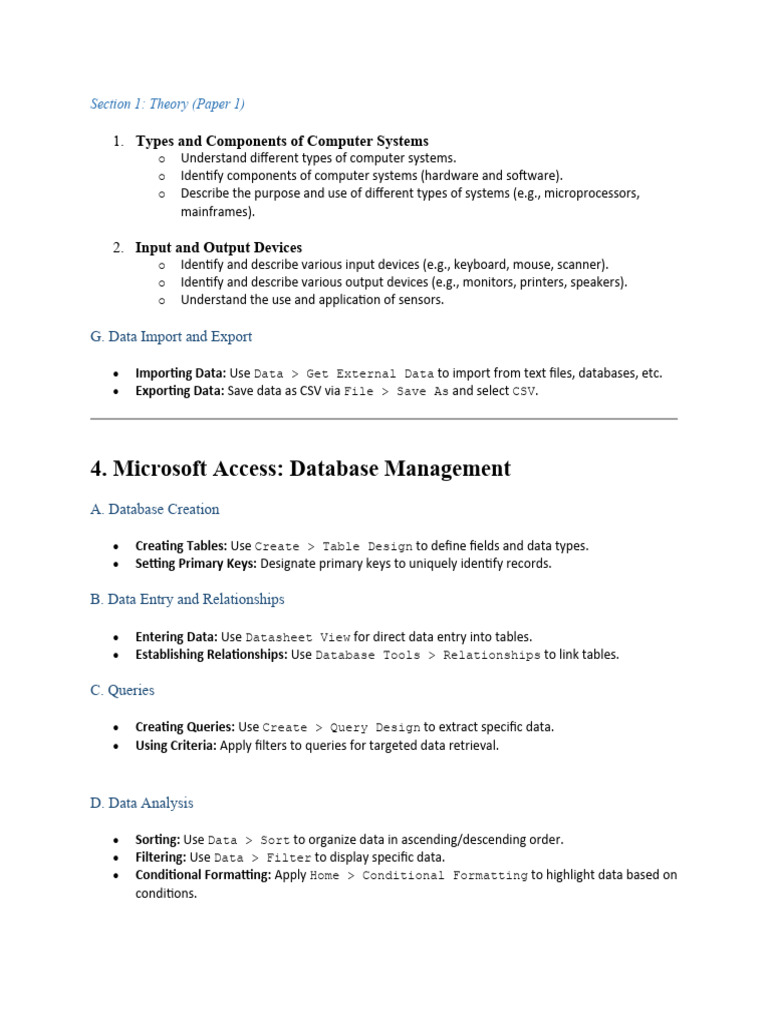 1-IGCSE ICT Checklist | PDF | Databases | Microsoft Word