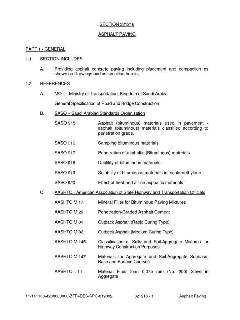 Asphalt Paving 321216 Sepcification | PDF | Road Surface | Construction ...