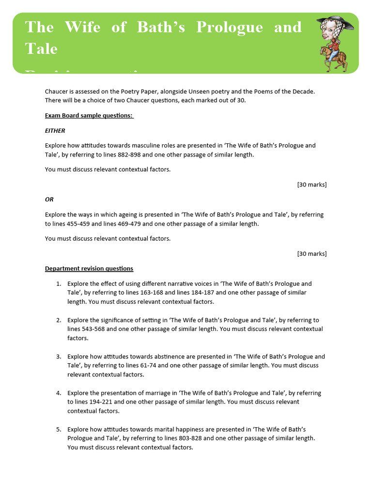 The Wife of Bath Revision Questions | PDF