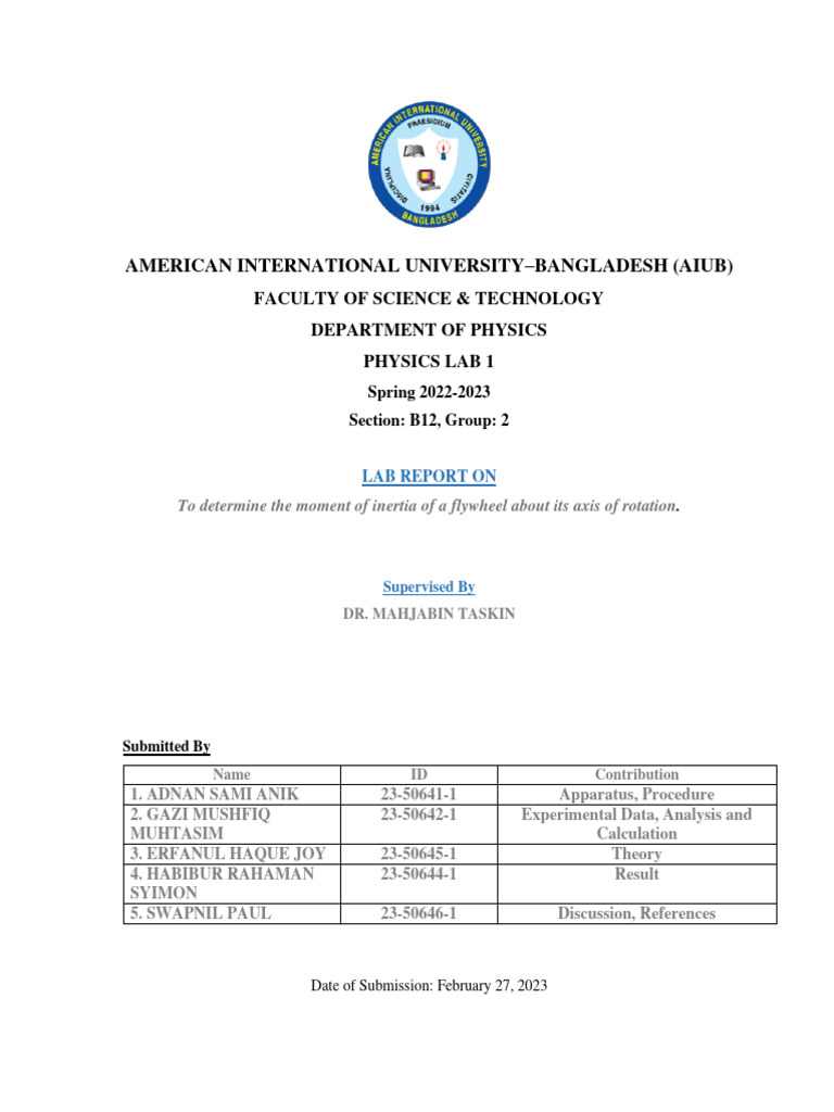 Physics 1 Lab Report 4 | PDF | Kinetic Energy | Rotation Around A Fixed ...