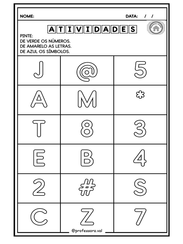 Atividades-para-diferenciar-letras-numeros-e-simbolos-1-ano (1) | PDF