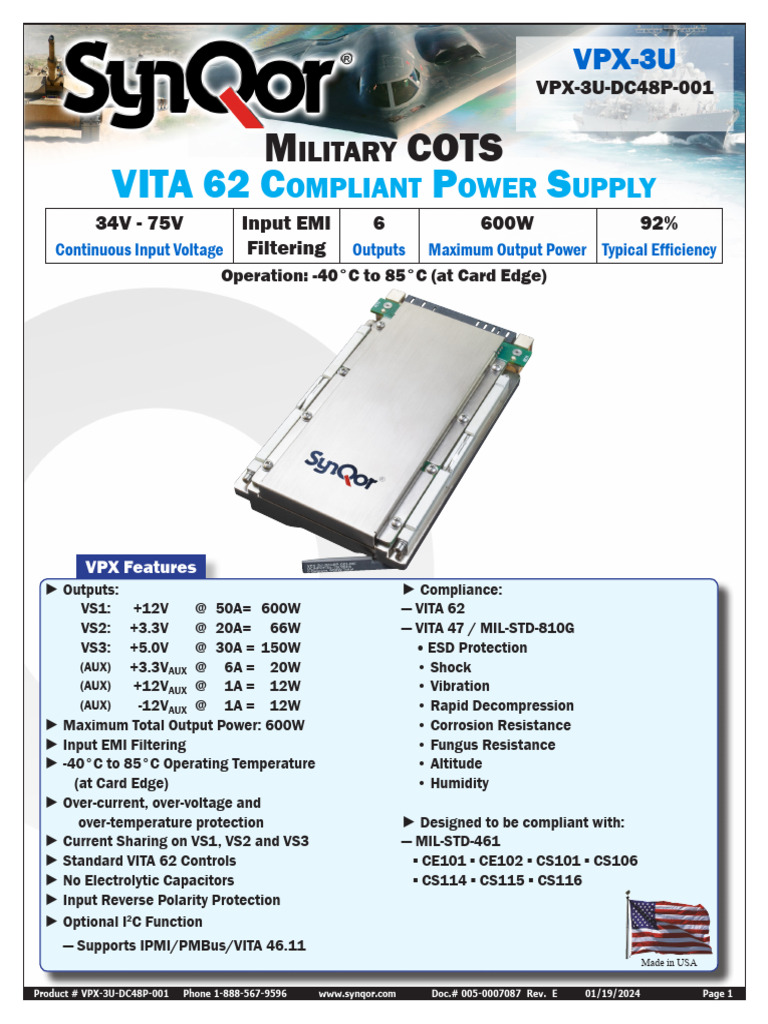 VPX 3U DC48P 001 Datasheet | PDF | Electronic Engineering | Computer Engineering