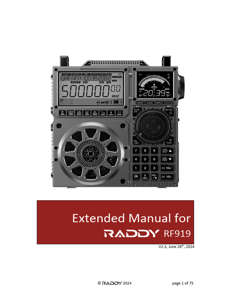 2024-06-26_Raddy_RF919_Extended_Manual_V2.3_EN | PDF | Frequency Modulation | Radio