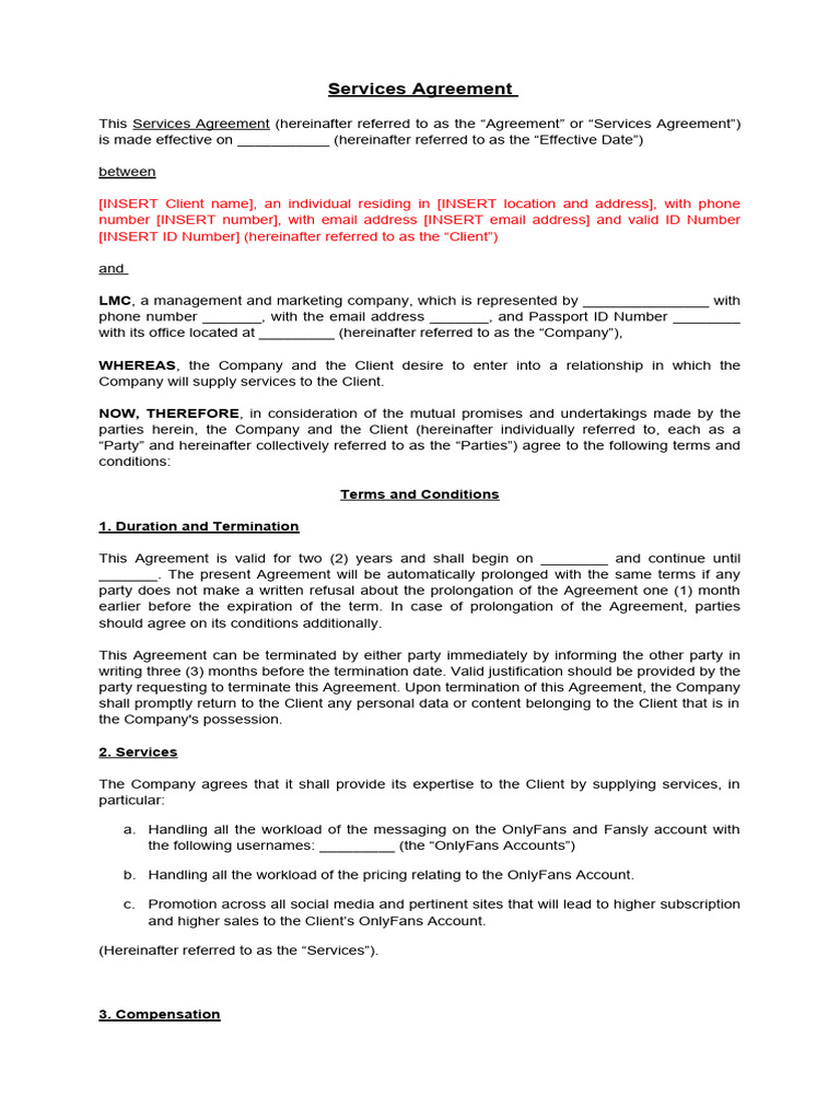 Services Agreement - Draft | PDF | Confidentiality | Legal Liability