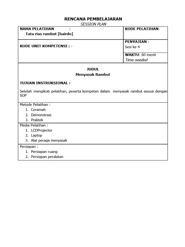 Lesson Plan Dan Session Plan | PDF