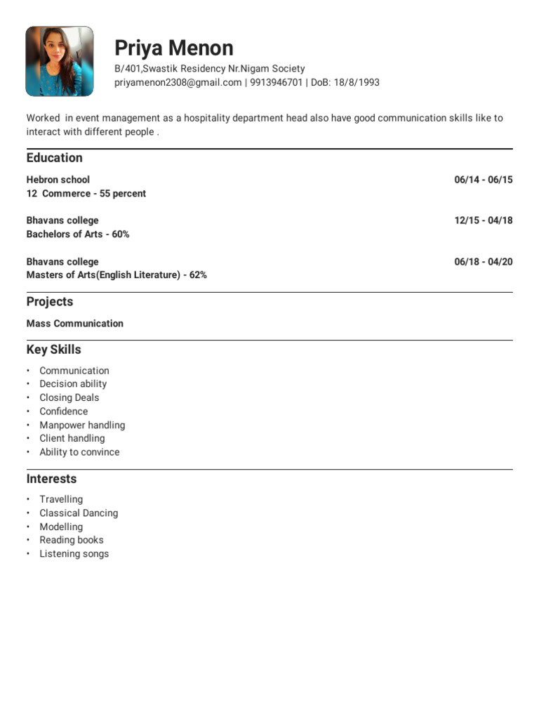 Priya Menon - Resume (1) | PDF