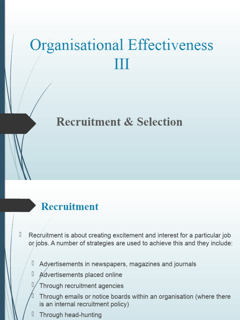 Organisational+Effectiveness+III+ +Selection+Slides | PDF | Recruitment ...