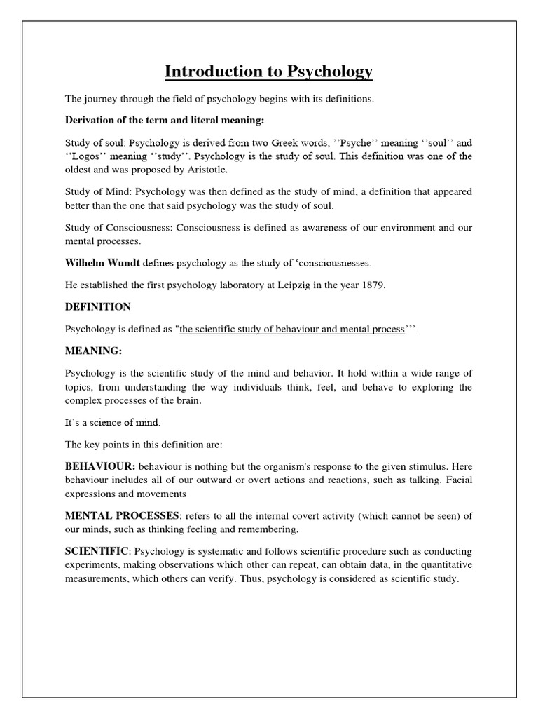 Introduction To Psychology | PDF | Psychology | Psychologist