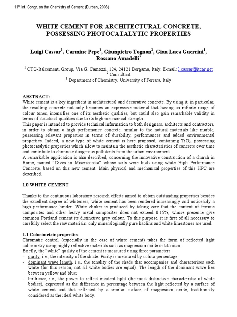 White Cement | PDF | Titanium Dioxide | Concrete