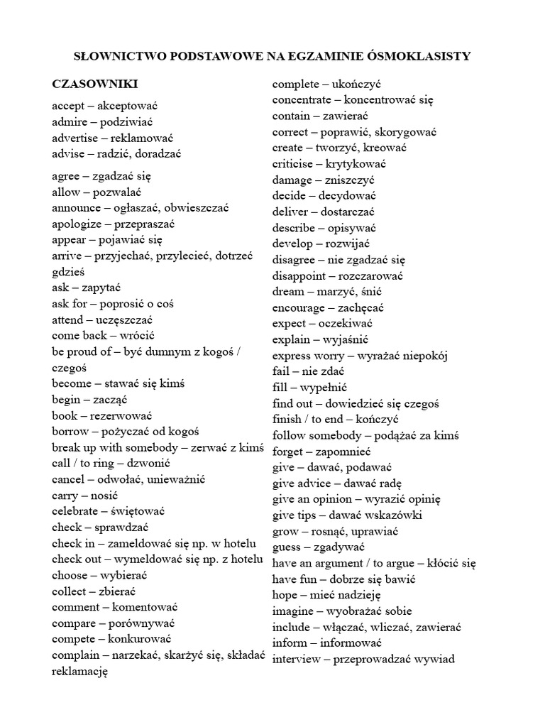 Basic Vocabulary | PDF