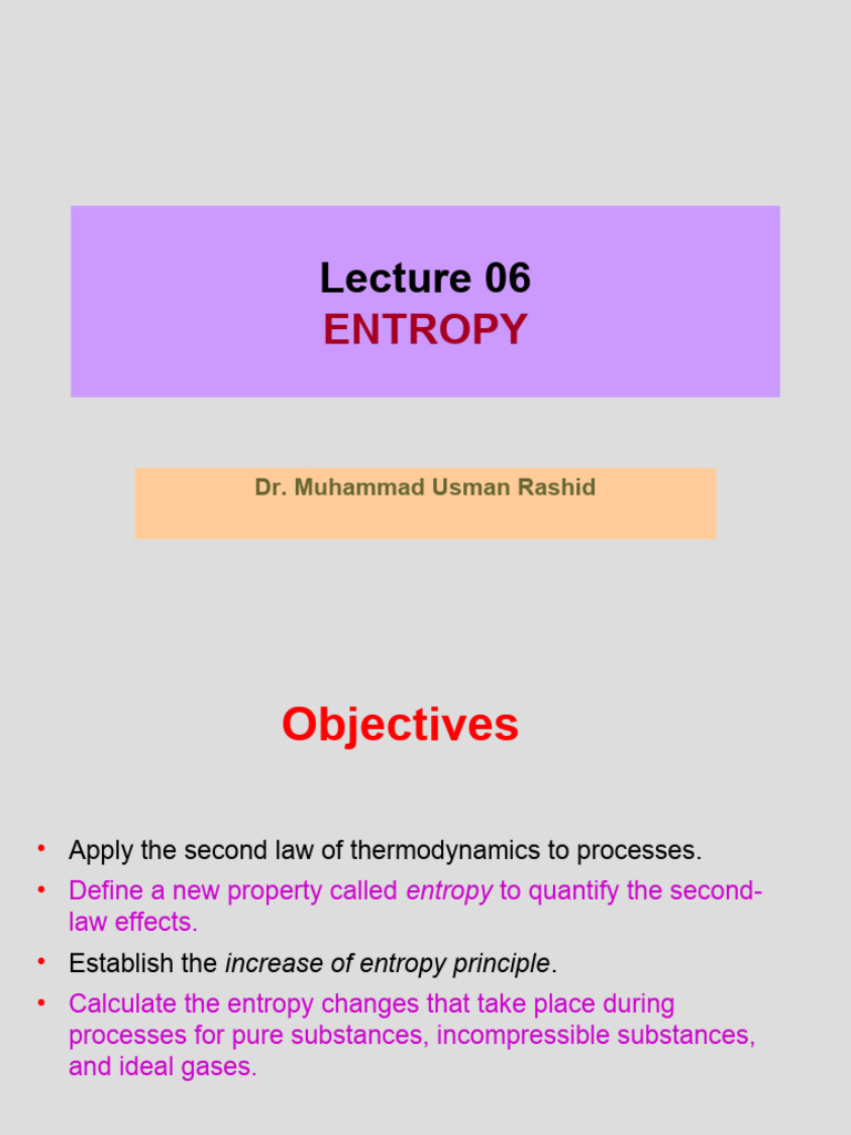 Lecture 06 Entropy-1 | PDF | Entropy | Second Law Of Thermodynamics