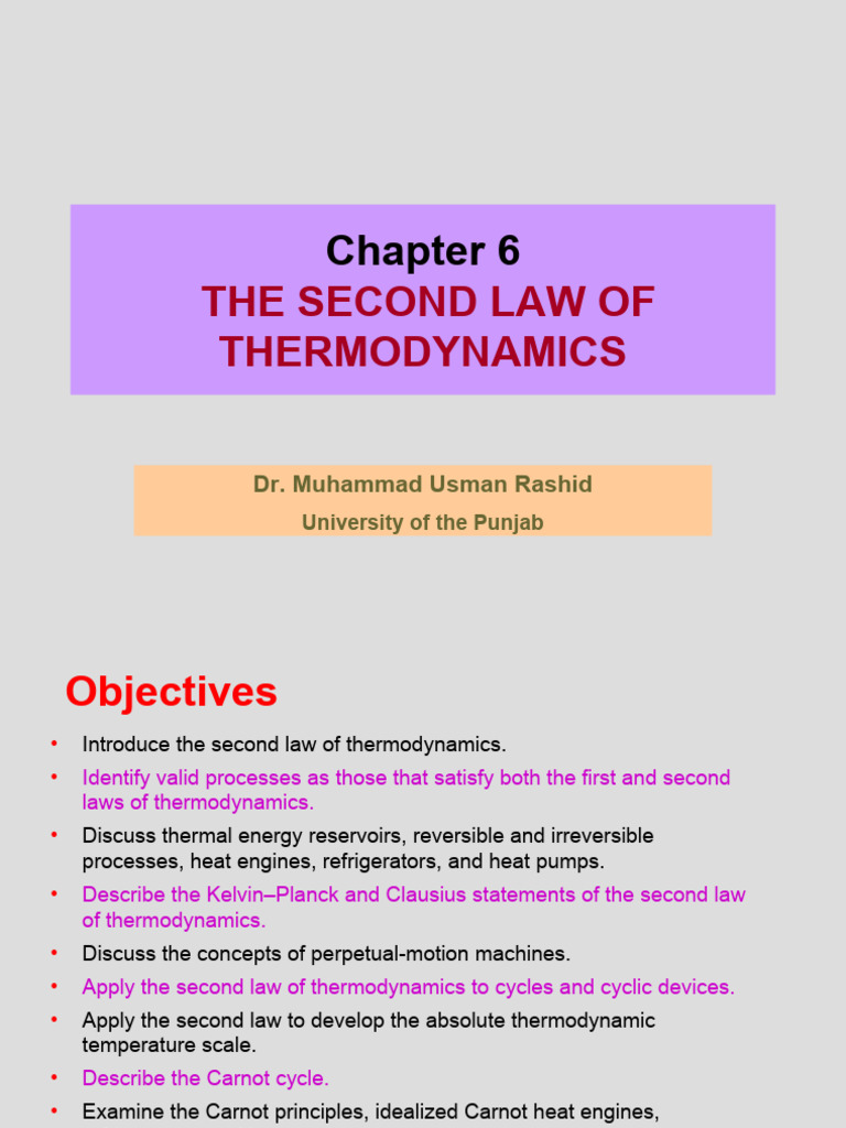 Lecture O5 Heat Engines, Thermal Efficiency, Second Law of ...