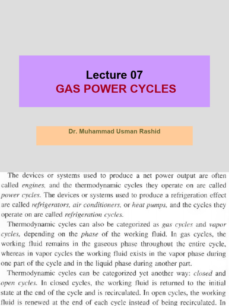 Gas Power Cycles Overview and Analysis | PDF | Gas Turbine | Internal ...