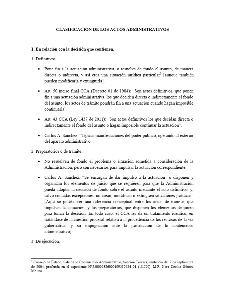 Clasificación de Actos Administrativos | PDF | Ley procesal | Jurisdicción