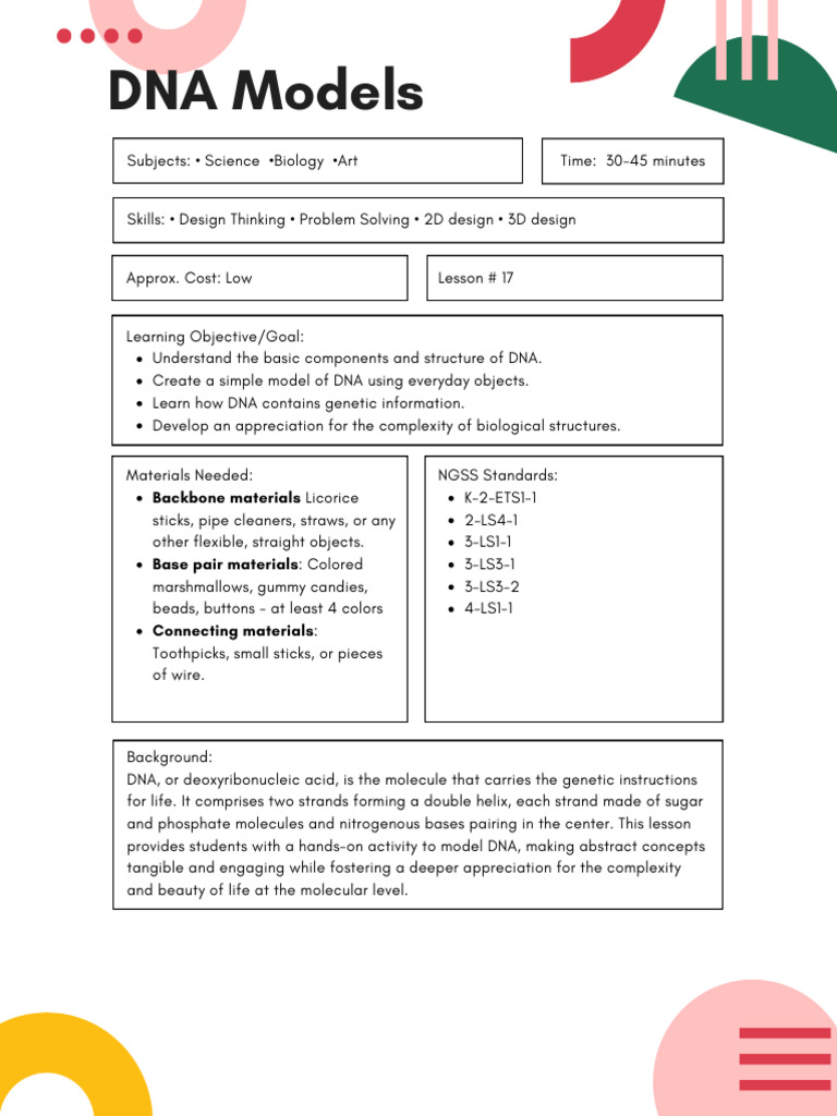 Making DNA Models Lesson Plan | Download Free PDF | Dna | Base Pair